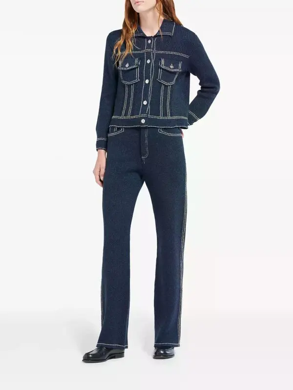 BARRIE Contrast-stitch Knitted Jacket