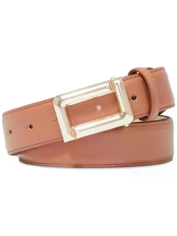 LANCEL Angele Leather Belt With Gold-tone Hardware - Neutrals