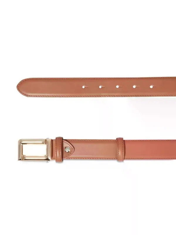 LANCEL Angele Leather Belt With Gold-tone Hardware - Neutrals