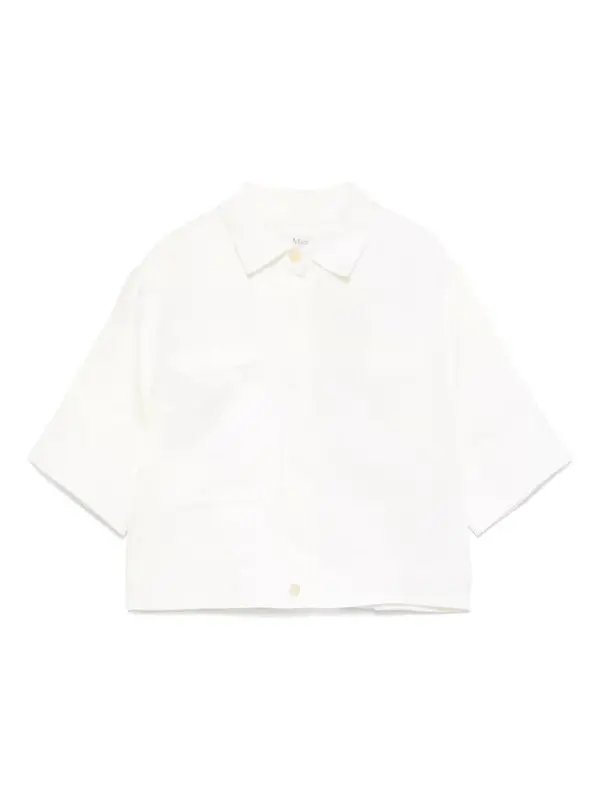 Max Mara Linen Shirt With Welt Pockets And Adjustable Straps - White