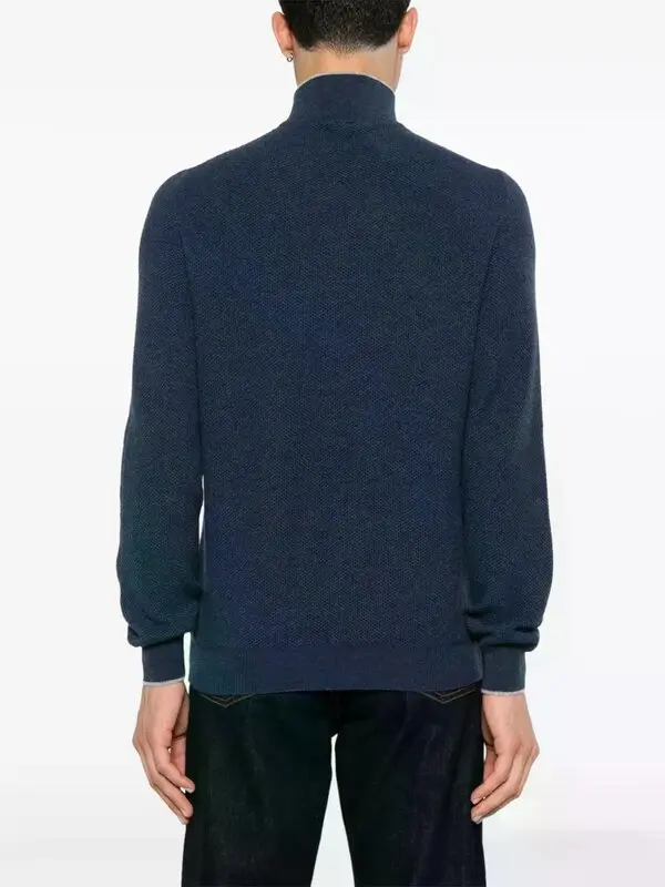 Fedeli Cashmere Pullover With Zip Neckline - Blue