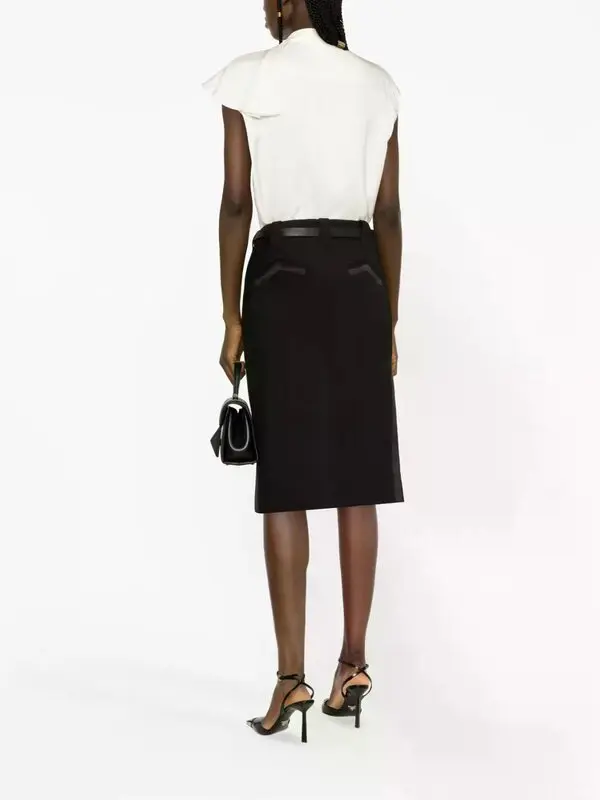 TOM FORD Virgin Wool Blend Midi Skirt With Front Slit