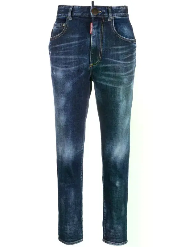 Dsquared2 High-waisted Cropped Skinny Jeans - Blue