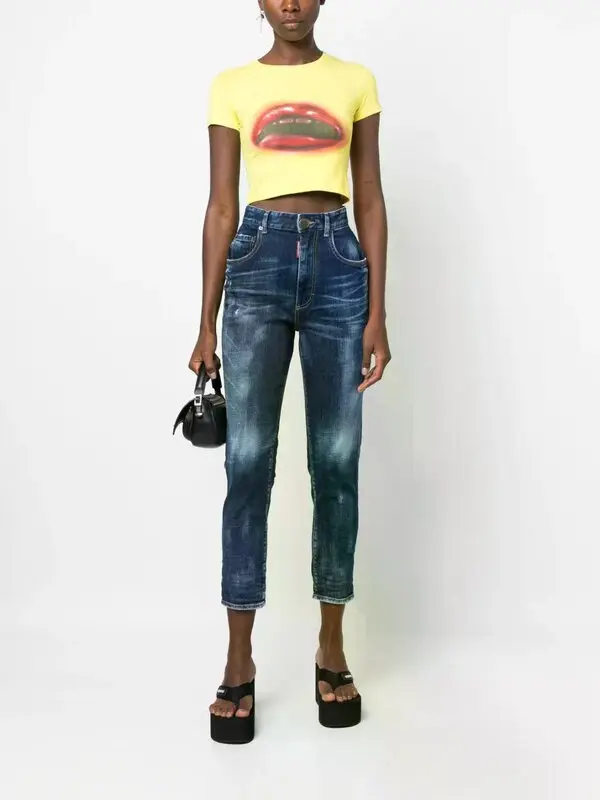 Dsquared2 High-waisted Cropped Skinny Jeans - Blue