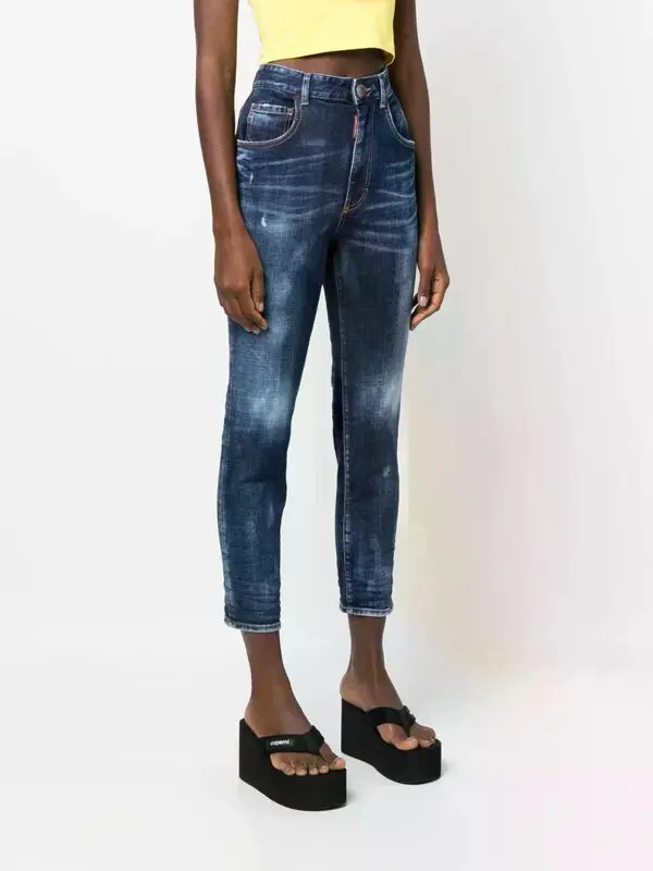 Dsquared2 High-waisted Cropped Skinny Jeans - Blue