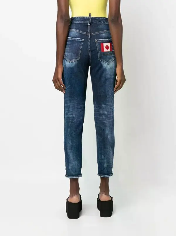 Dsquared2 High-waisted Cropped Skinny Jeans - Blue