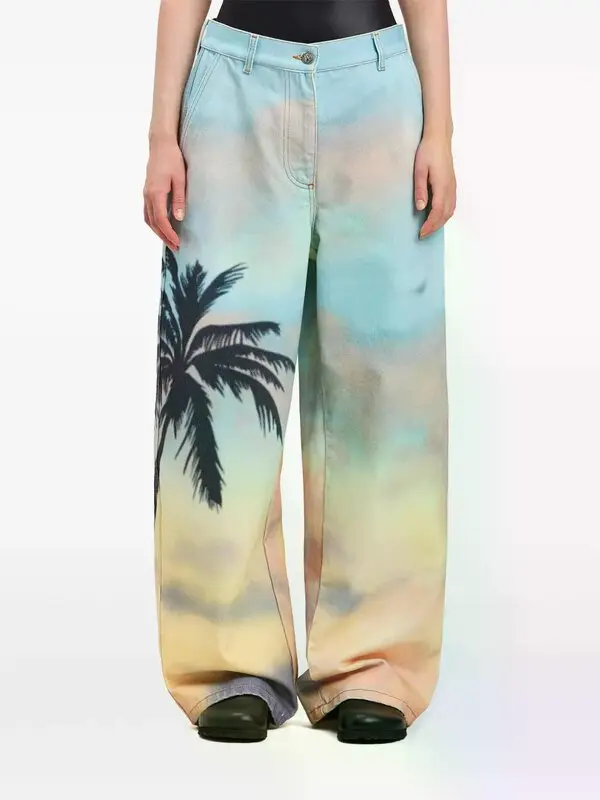 Palm Angels Sunrise Palm Wide-leg Jeans