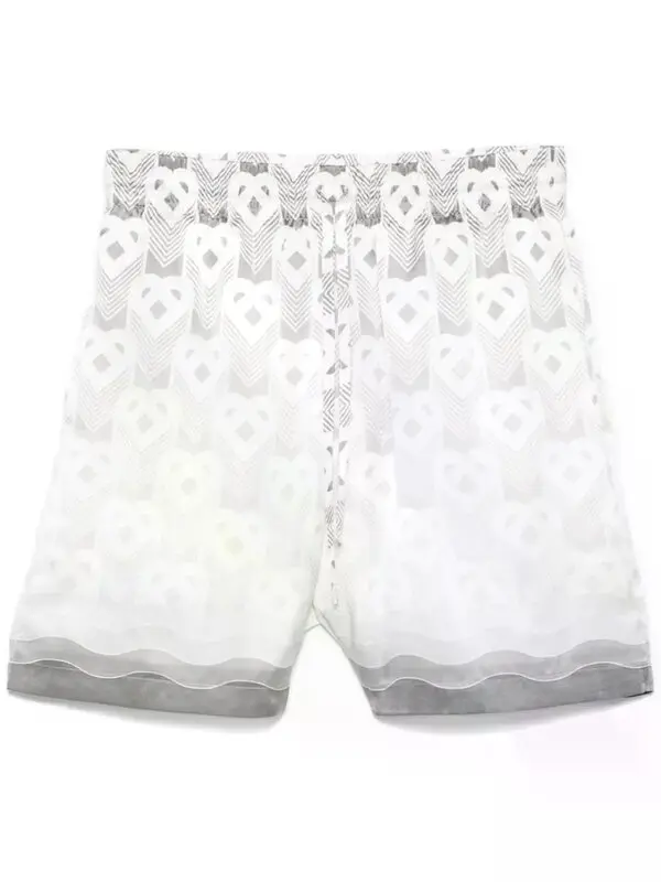 Casablanca Heart Monogram Silk Shorts - Grey