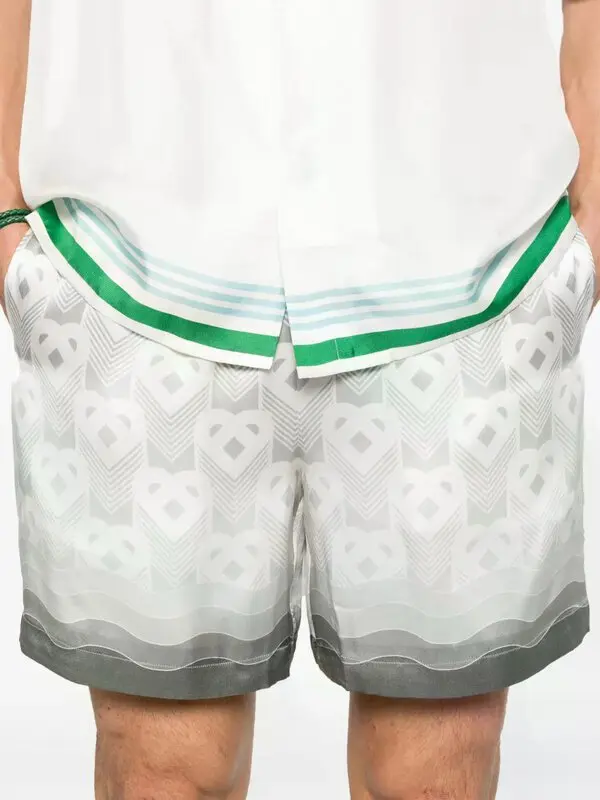 Casablanca Heart Monogram Silk Shorts - Grey
