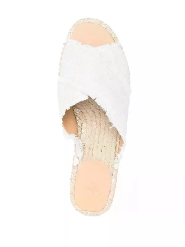 CastaÑer Palmera Flat Espadrilles With Metallic Threading - White