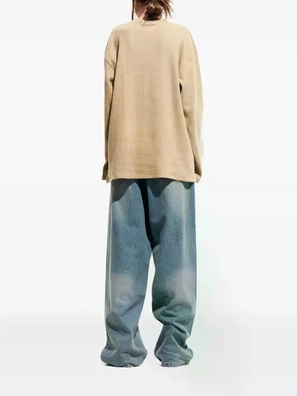 MAINLESS Waffle-knit Crew Neck Long Sleeve T-shirt