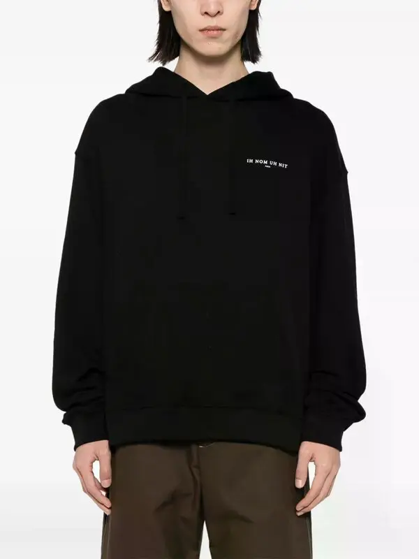 IH NOM UH NIT Cotton Hoodie With Graphic Print - Black
