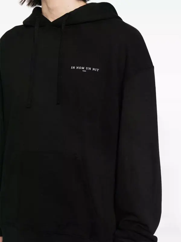 IH NOM UH NIT Cotton Hoodie With Graphic Print - Black