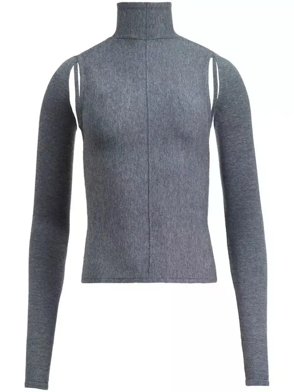 Khaite The Marlowe Merino Wool Cut-out High Neck Sweatshirt - Grey