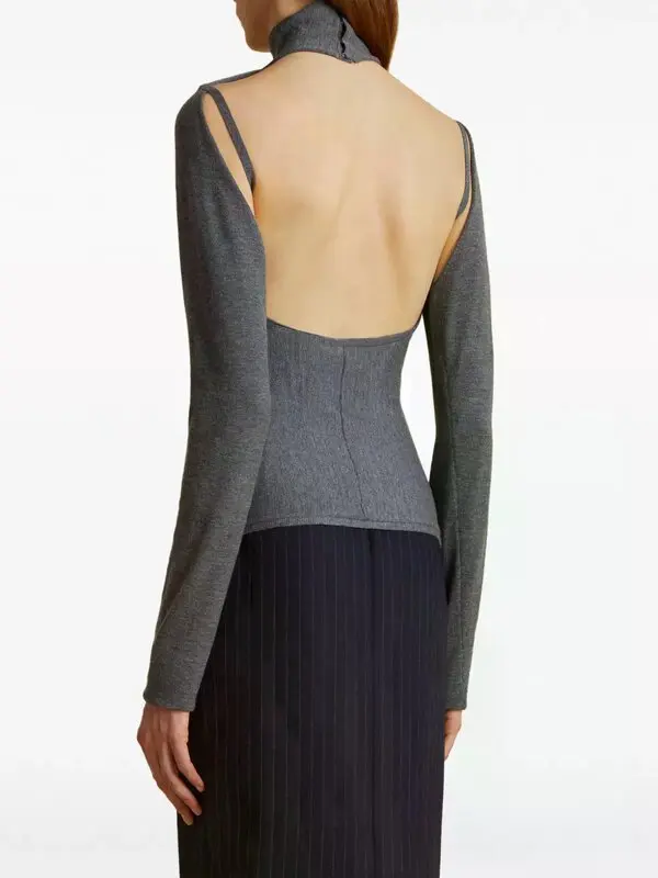 Khaite The Marlowe Merino Wool Cut-out High Neck Sweatshirt