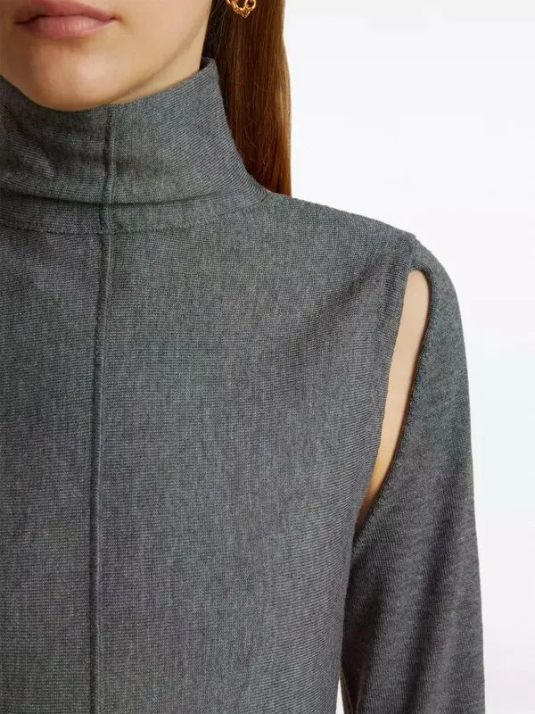 Khaite The Marlowe Merino Wool Cut-out High Neck Sweatshirt