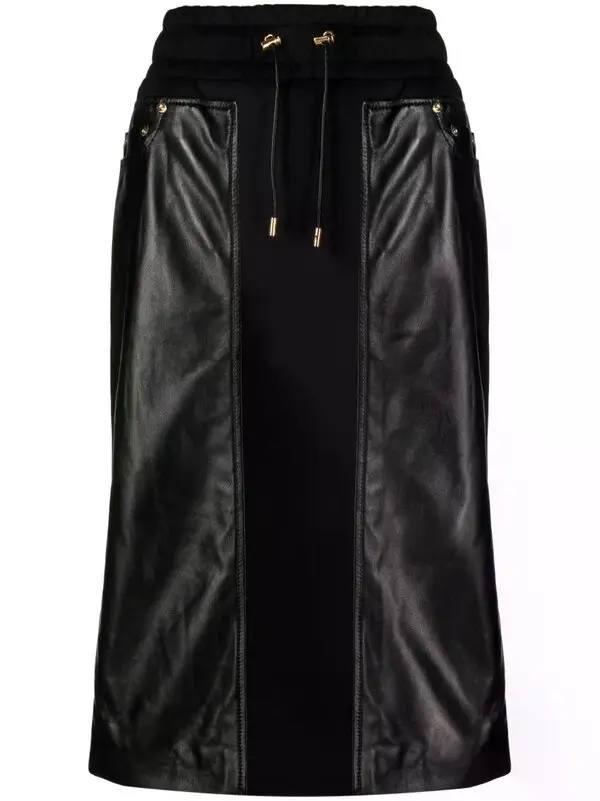 TOM FORD Panelled Leather And Cotton-blend Midi Skirt