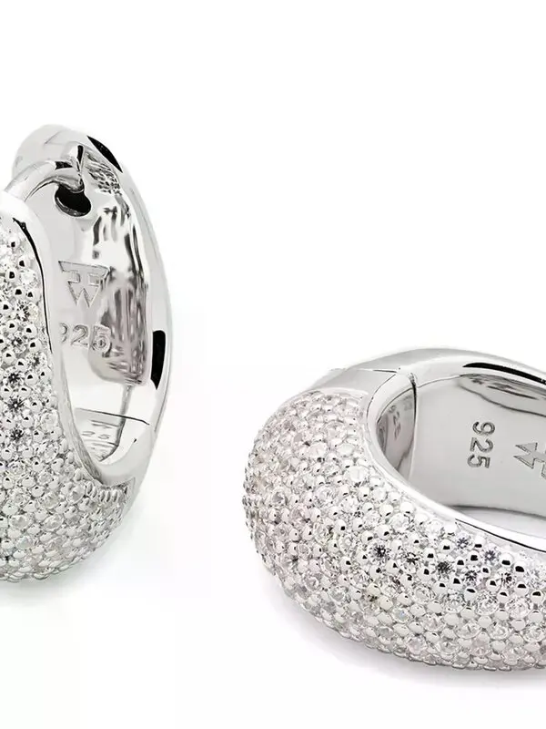 Tom Wood Tone Crystal Embellished Hoop Earrings