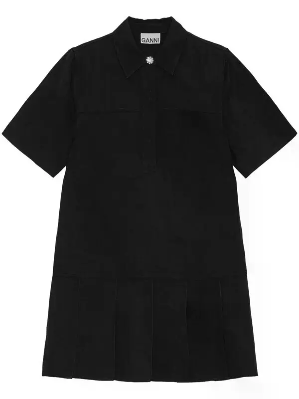 GANNI Embellished Collar Twill Mini Dress