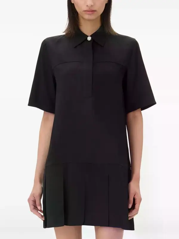 GANNI Embellished Collar Twill Mini Dress