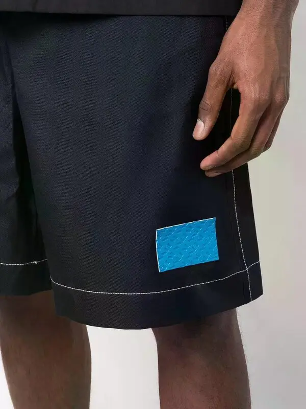 Sunnei Dark Wash Wide Leg Shorts With Contrast Stitching