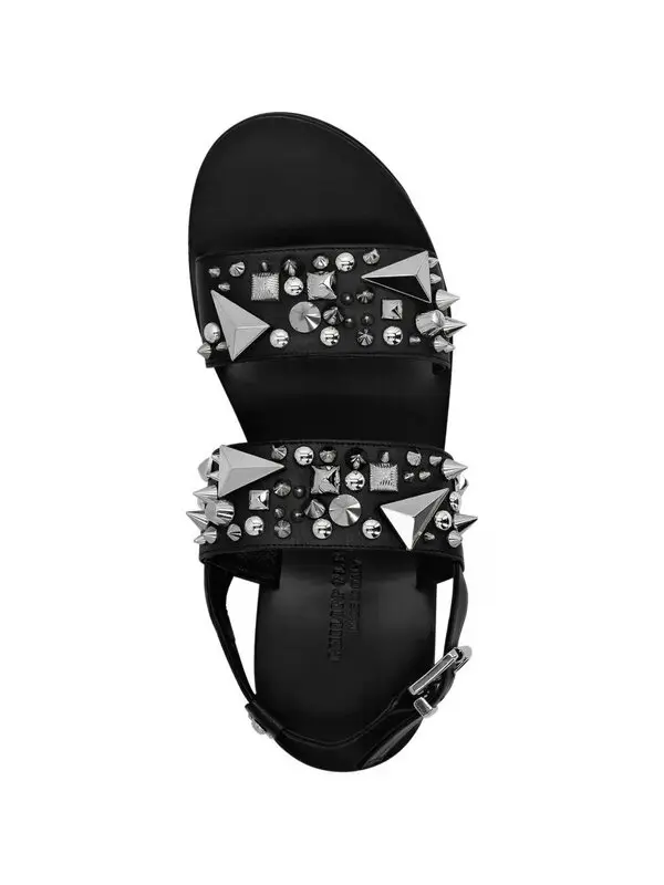 Philipp Plein Studded Leather Slingback Sandals