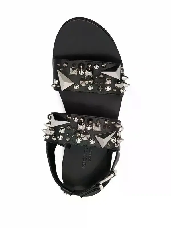 Philipp Plein Studded Leather Slingback Sandals