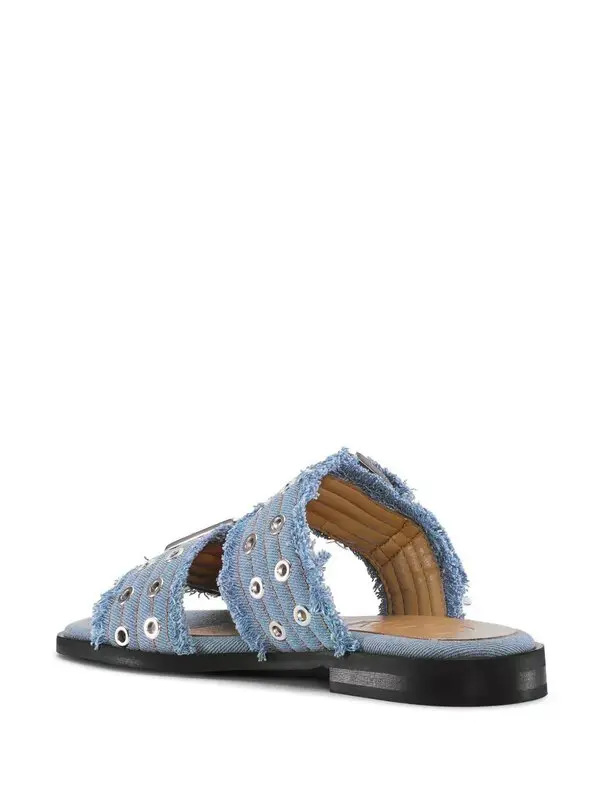 GANNI Double Buckle Denim Sandals