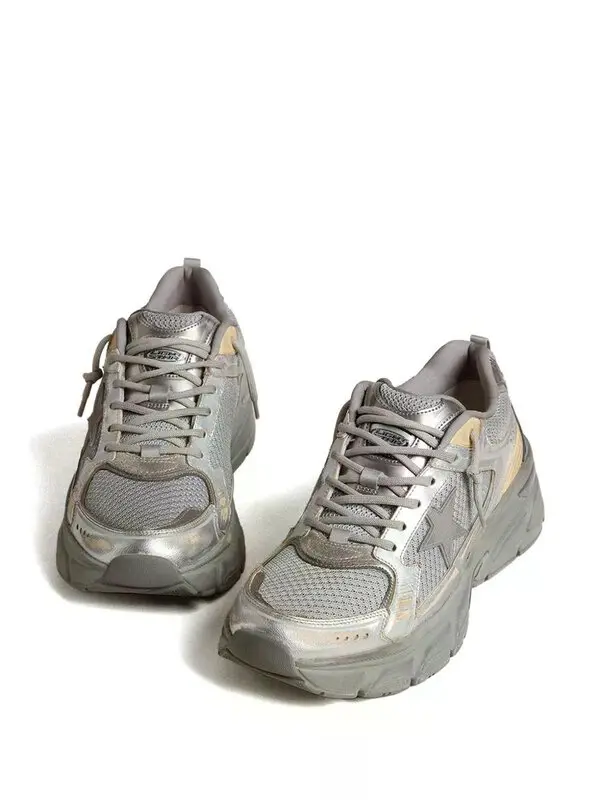 GOLDEN GOOSE Lightstar Metallic Lace-up Sneakers - Grey