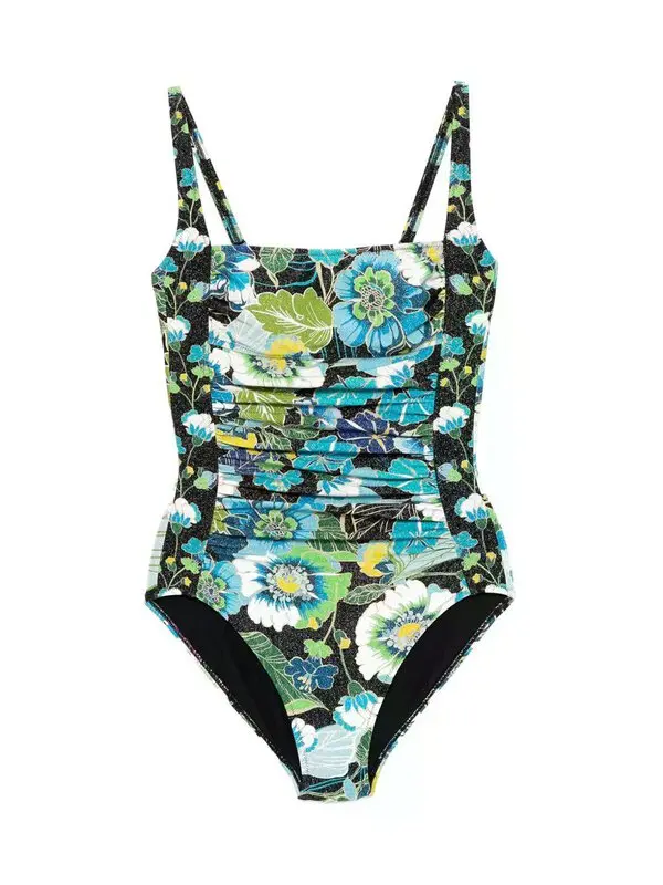 Johnny Was Ruched Floral Print One-piece Swimsuit - Black