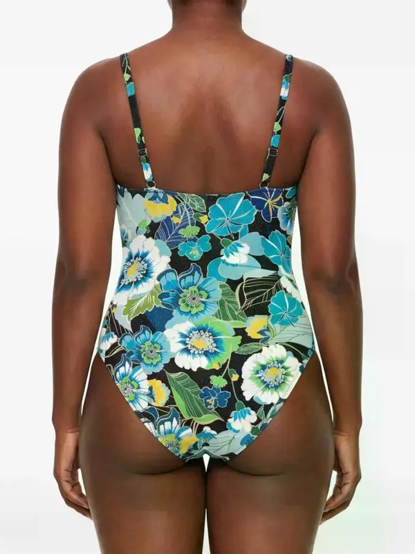 Johnny Was Ruched Floral Print One-piece Swimsuit - Black