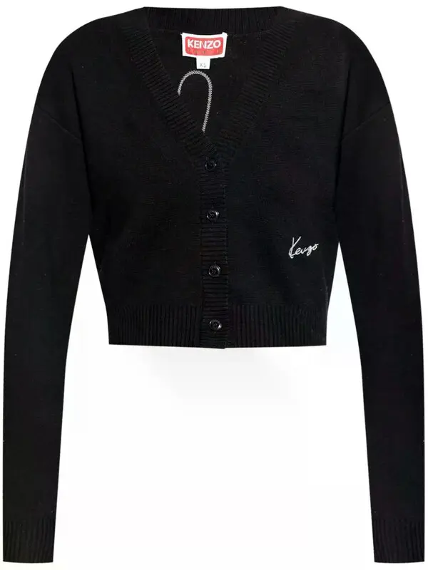 Kenzo Embroidered Flower Cardigan - Black