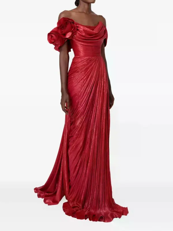 IRIS SERBAN Rose Metallic Gown - Red