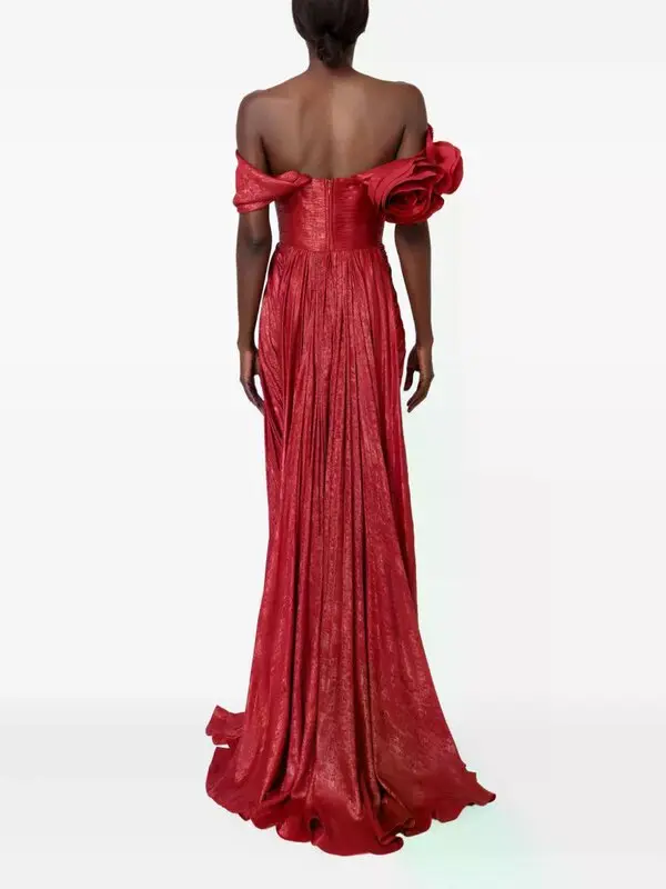 IRIS SERBAN Rose Metallic Gown - Red