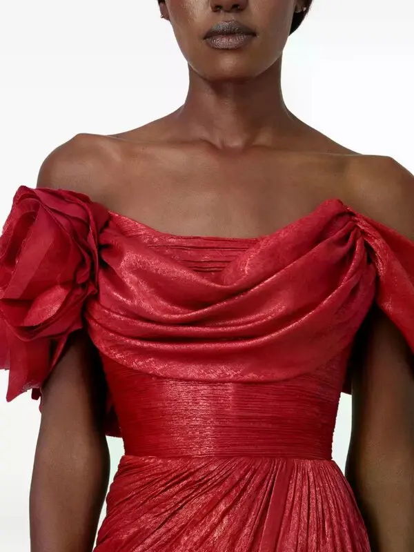 IRIS SERBAN Rose Metallic Gown - Red
