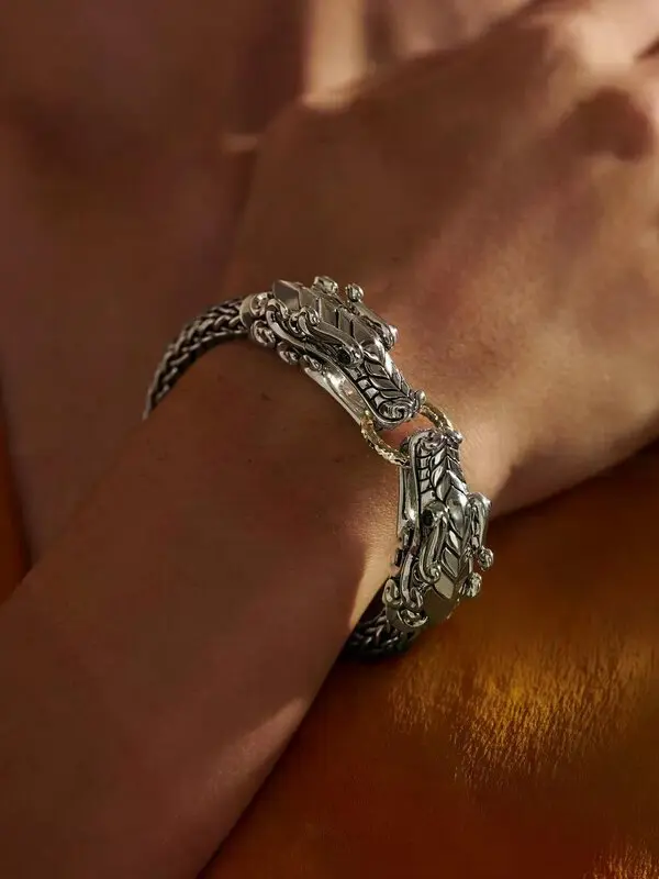 John Hardy 18kt Yellow Gold Legends Naga Bracelet - Silver