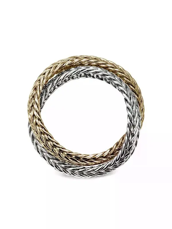 John Hardy 14k Yellow Gold And Sterling Kami Chain Crossover Ring