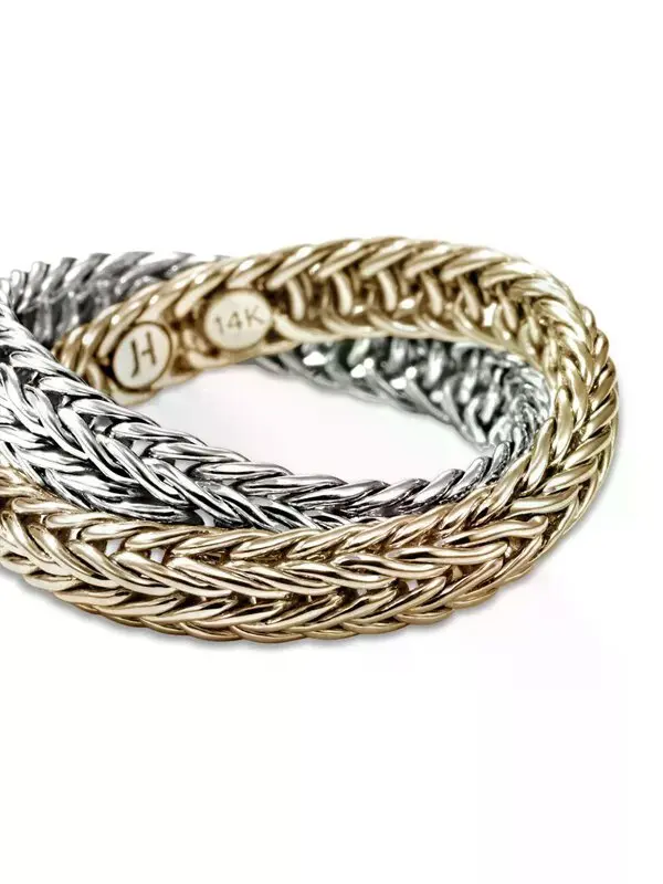 John Hardy 14k Yellow Gold And Sterling Kami Chain Crossover Ring