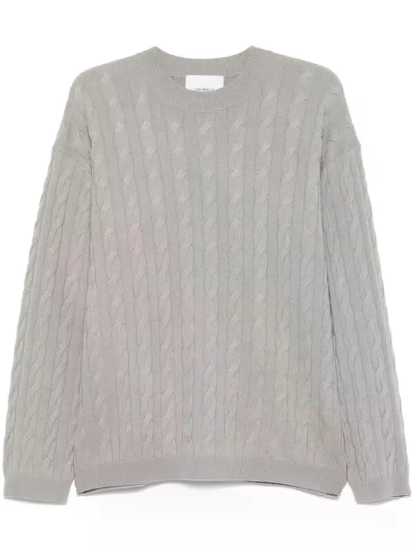 LISA YANG Oskar Cable Knit Crew Neck Jumper - Grey