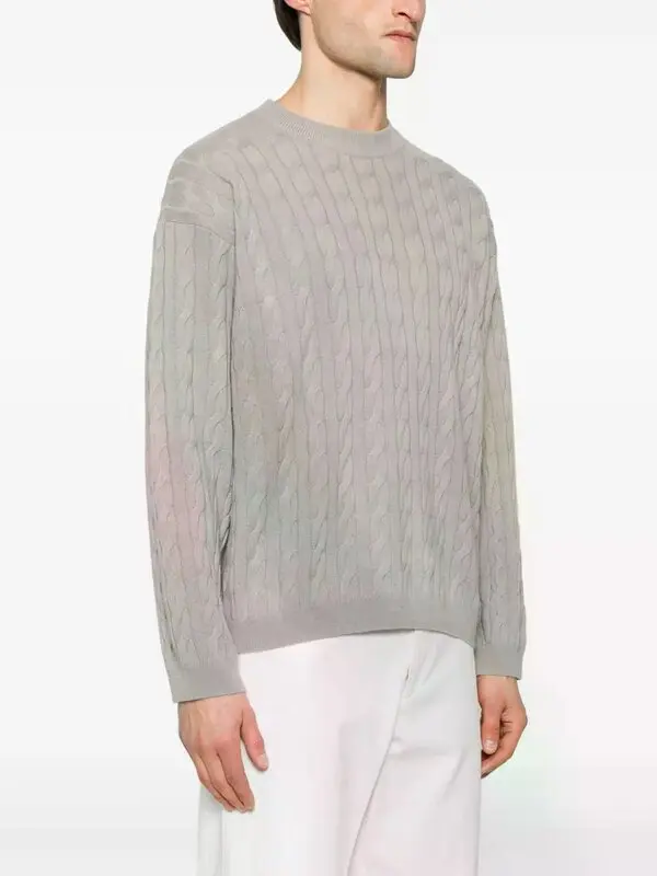 LISA YANG Oskar Cable Knit Crew Neck Jumper - Grey
