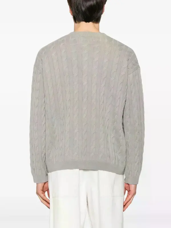 LISA YANG Oskar Cable Knit Crew Neck Jumper - Grey