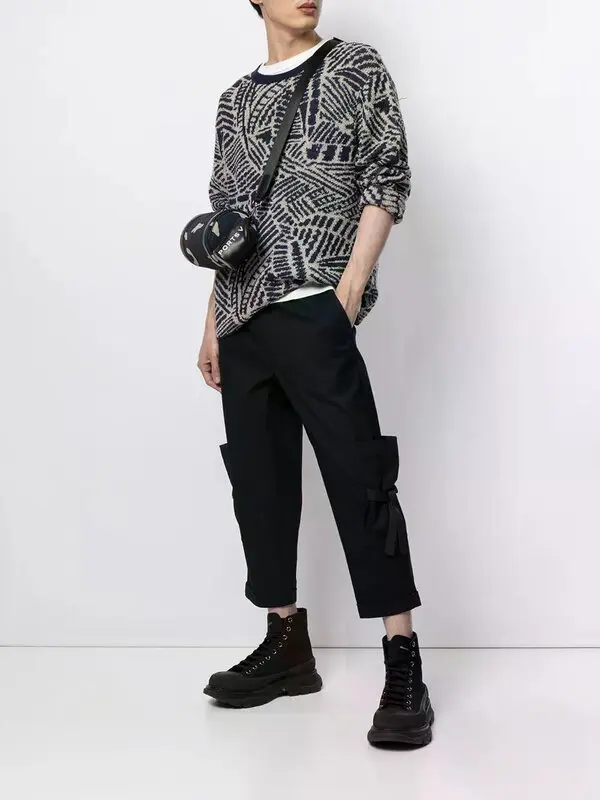 PORTS V Abstract Pattern Crew Neck Sweater