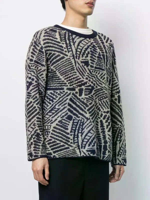 PORTS V Abstract Pattern Crew Neck Sweater
