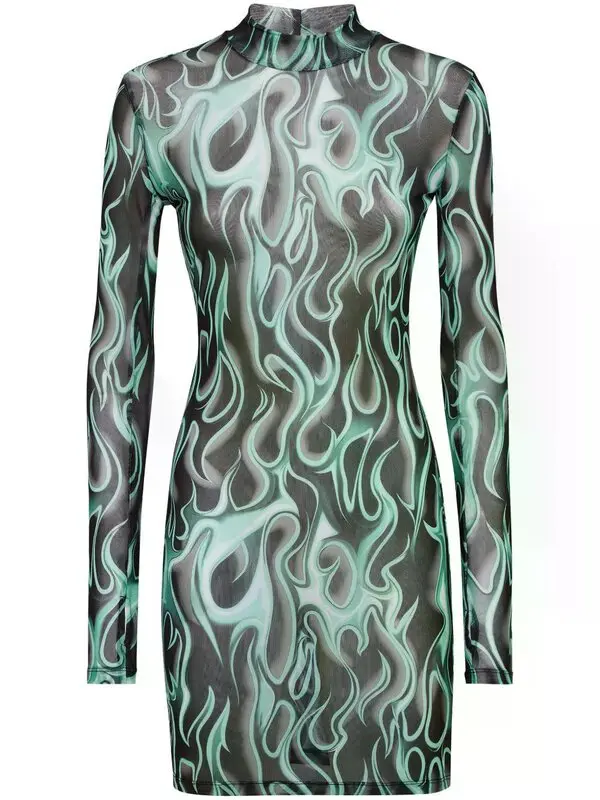 Philipp Plein Flame Print Mini Dress