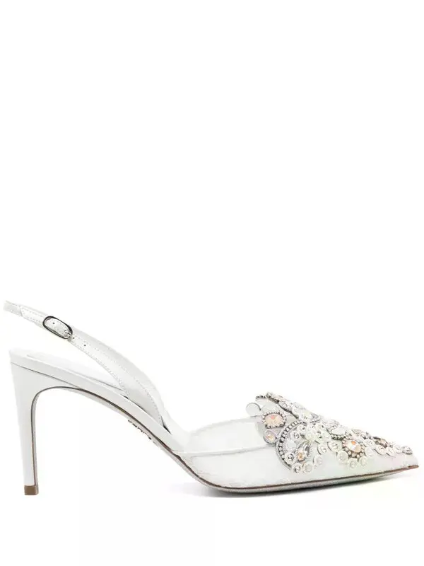 Rene Caovilla 90mm Veneziana Slingback Pumps - White