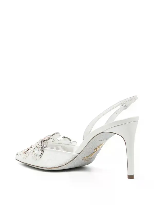 Rene Caovilla 90mm Veneziana Slingback Pumps - White