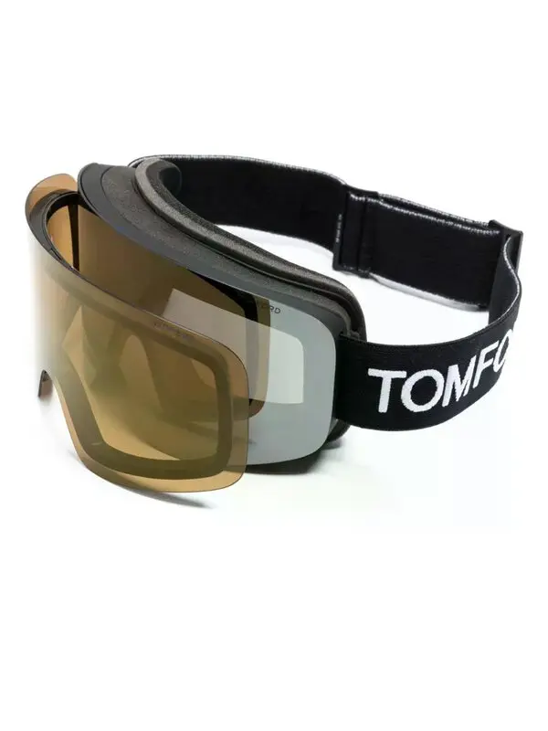 TOM FORD Logo Band Mirrored Lenses Ski Goggles