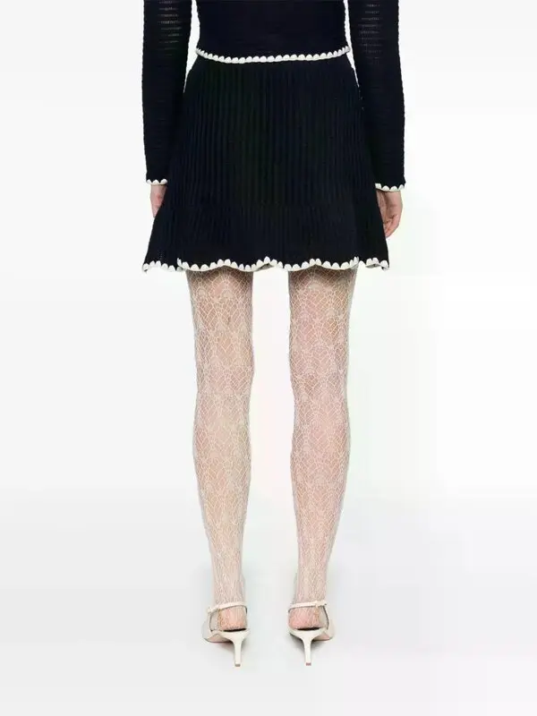 SELF-PORTRAIT Crochet Knit Flared Mini Skirt