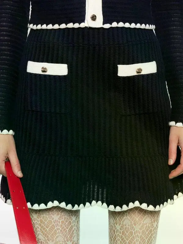 SELF-PORTRAIT Crochet Knit Flared Mini Skirt