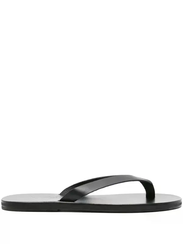 ANCIENT GREEK SANDALS Solon Flat Leather Thong Sandals - Black